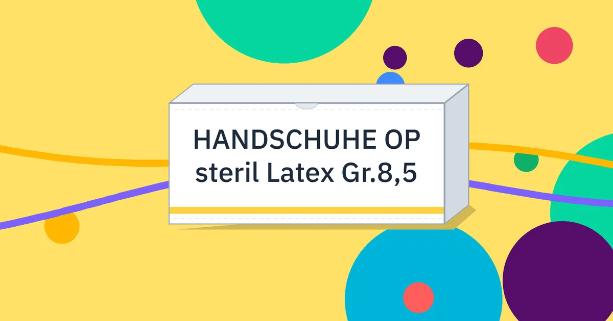 Symbolbild: Packung mit der Aufschrift HANDSCHUHE OP steril Latex Gr.8,5 (PZN 01963309) – Verfügbarkeit und Bezug in Apotheken in Frankfurt am Main