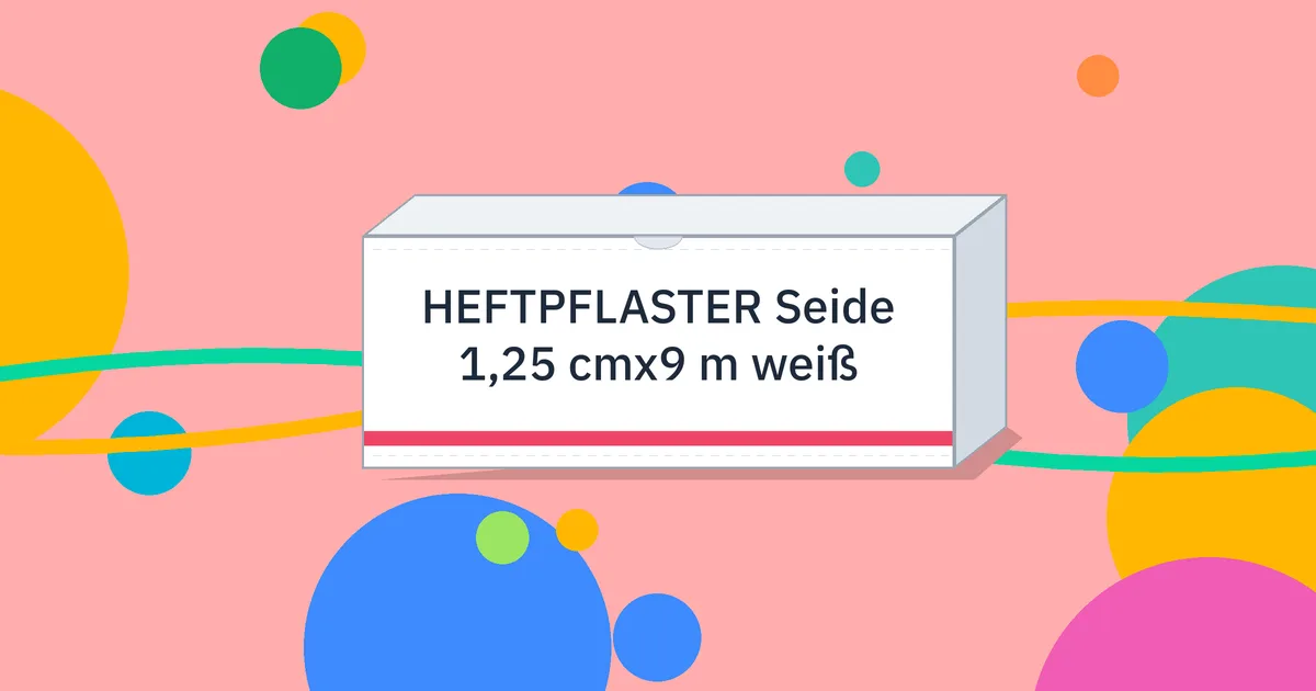 Symbolbild: Packung mit der Aufschrift HEFTPFLASTER Seide 1,25 cmx9 m weiß (PZN 00516850) – Verfügbarkeit und Bezug in Apotheken in Frankfurt am Main