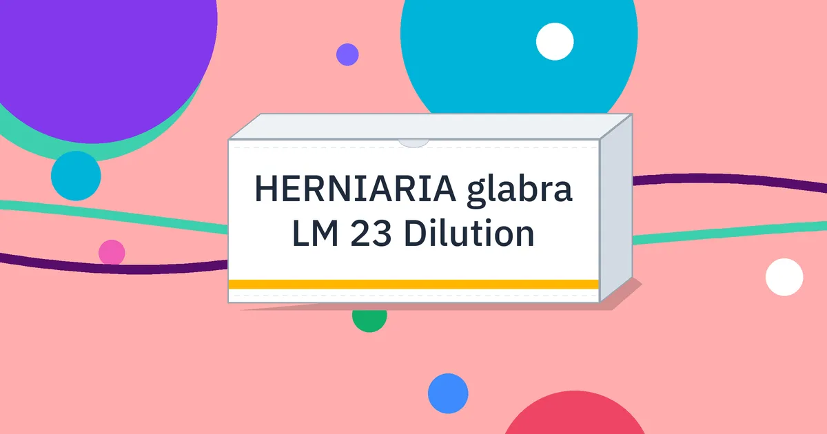 Symbolbild: Packung mit der Aufschrift HERNIARIA glabra LM 23 Dilution (PZN 13553143) – Verfügbarkeit und Bezug in Apotheken in Frankfurt am Main