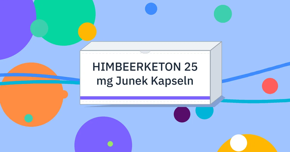 Symbolbild: Packung mit der Aufschrift HIMBEERKETON 25 mg Junek Kapseln (PZN 10977173) – Verfügbarkeit und Bezug in Apotheken in Frankfurt am Main