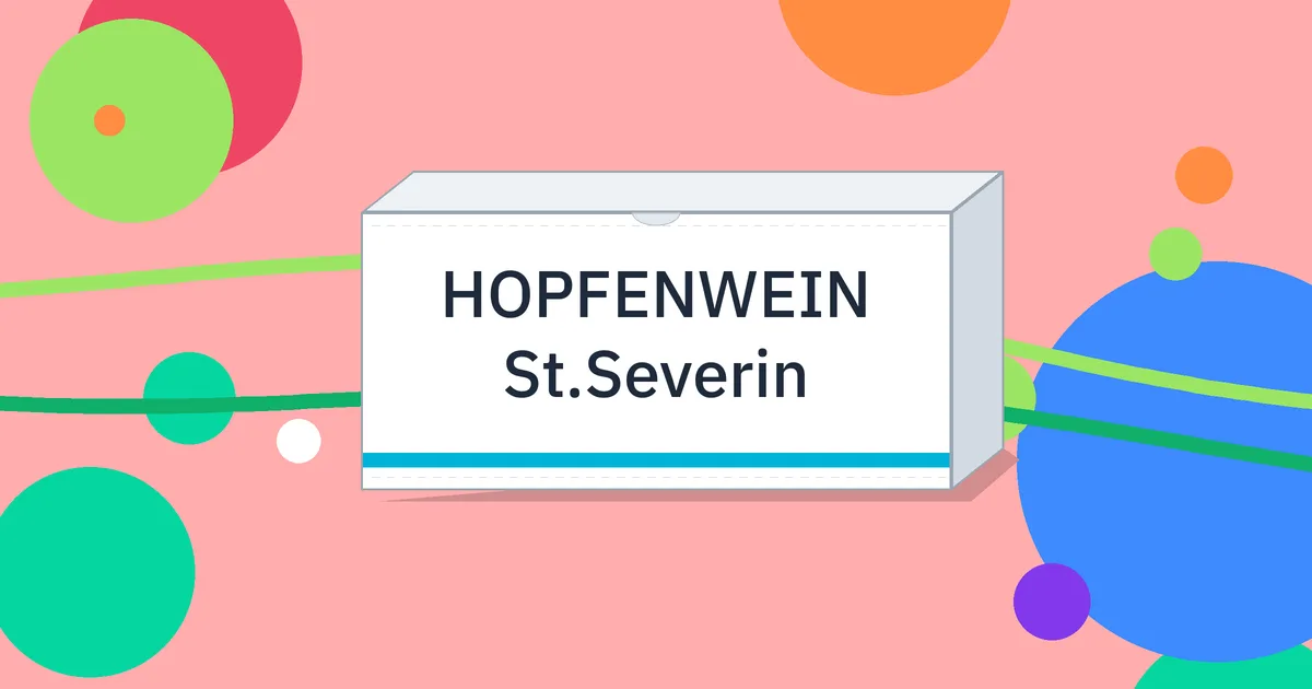 Symbolbild: Packung mit der Aufschrift HOPFENWEIN St.Severin (PZN 11321977) – Verfügbarkeit und Bezug in Apotheken in Frankfurt am Main