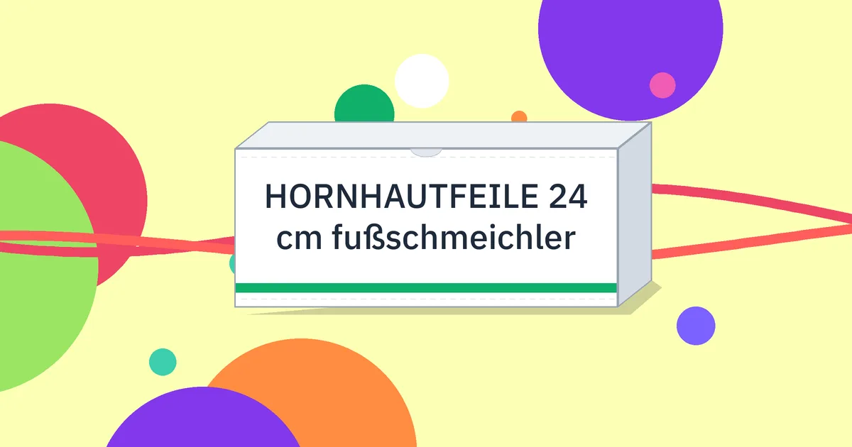 Symbolbild: Packung mit der Aufschrift HORNHAUTFEILE 24 cm fußschmeichler (PZN 17288324) – Verfügbarkeit und Bezug in Apotheken in Frankfurt am Main
