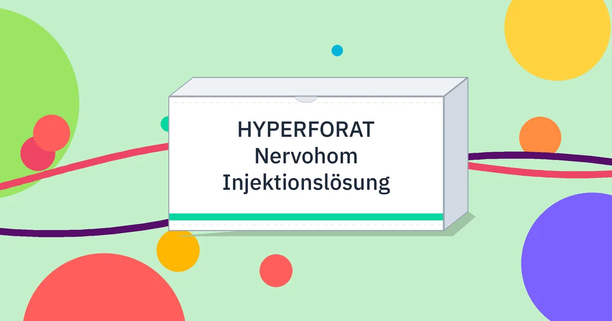 Symbolbild: Packung mit der Aufschrift HYPERFORAT Nervohom Injektionslösung (PZN 02291958) – Verfügbarkeit und Bezug in Apotheken in Frankfurt am Main