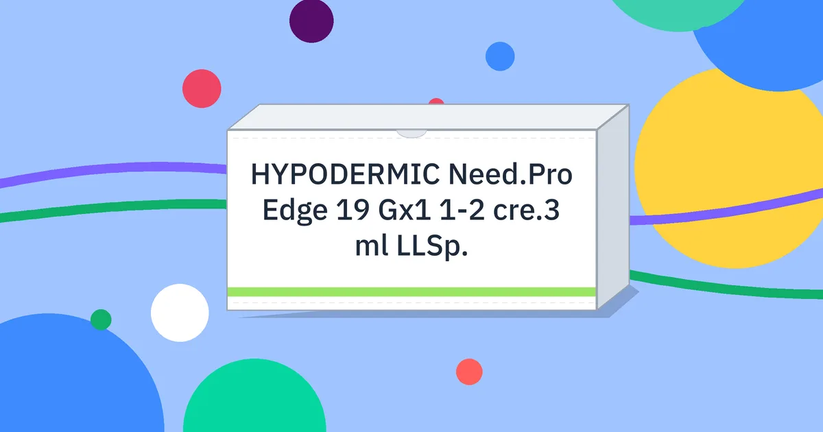 Symbolbild: Packung mit der Aufschrift HYPODERMIC Need.Pro Edge 19 Gx1 1-2 cre.3 ml LLSp. (PZN 09104758) – Verfügbarkeit und Bezug in Apotheken in Frankfurt am Main