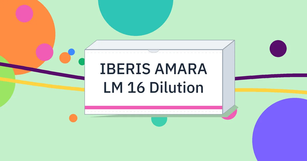 Symbolbild: Packung mit der Aufschrift IBERIS AMARA LM 16 Dilution (PZN 12891458) – Verfügbarkeit und Bezug in Apotheken in Frankfurt am Main
