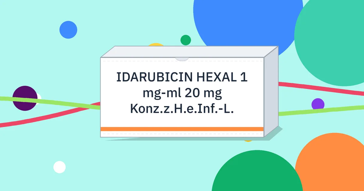 Symbolbild: Packung mit der Aufschrift IDARUBICIN HEXAL 1 mg-ml 20 mg Konz.z.H.e.Inf.-L. (PZN 08828282) – Verfügbarkeit und Bezug in Apotheken in Frankfurt am Main