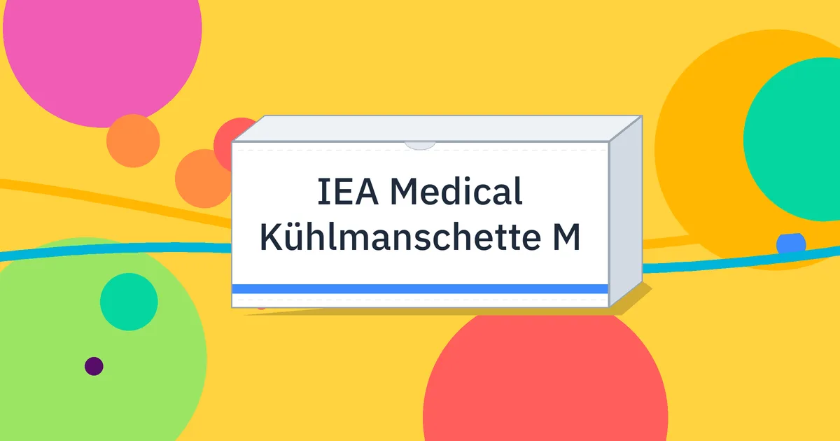 Symbolbild: Packung mit der Aufschrift IEA Medical Kühlmanschette M (PZN 20319672) – Verfügbarkeit und Bezug in Apotheken in Frankfurt am Main
