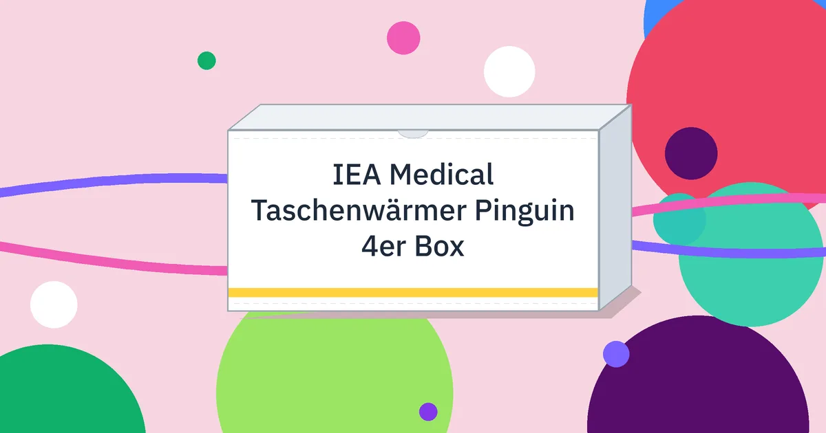 Symbolbild: Packung mit der Aufschrift IEA Medical Taschenwärmer Pinguin 4er Box (PZN 20367990) – Verfügbarkeit und Bezug in Apotheken in Frankfurt am Main