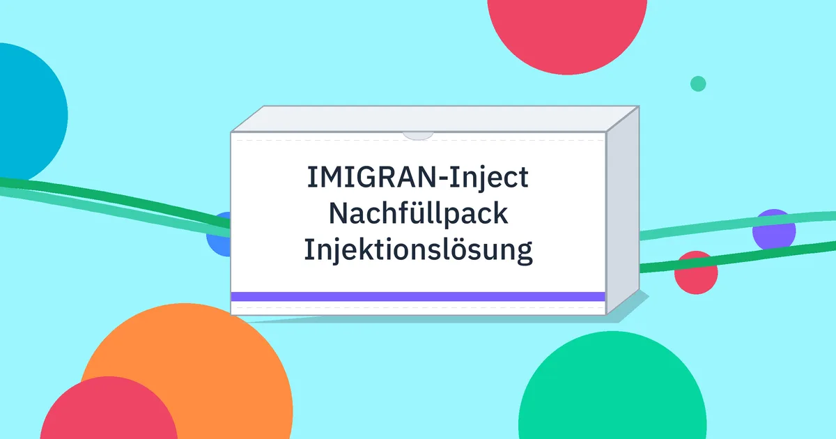 Symbolbild: Packung mit der Aufschrift IMIGRAN-Inject Nachfüllpack Injektionslösung (PZN 11280126) – Verfügbarkeit und Bezug in Apotheken in Frankfurt am Main