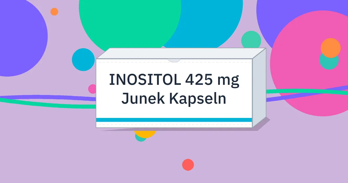 Symbolbild: Packung mit der Aufschrift INOSITOL 425 mg Junek Kapseln (PZN 10396996) – Verfügbarkeit und Bezug in Apotheken in Frankfurt am Main