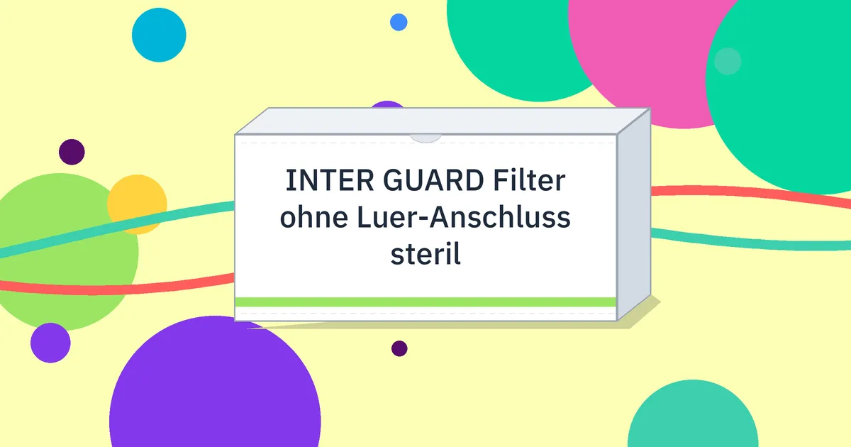 Symbolbild: Packung mit der Aufschrift INTER GUARD Filter ohne Luer-Anschluss steril (PZN 17432330) – Verfügbarkeit und Bezug in Apotheken in Frankfurt am Main