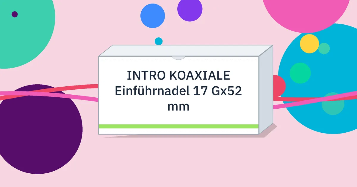 Symbolbild: Packung mit der Aufschrift INTRO KOAXIALE Einführnadel 17 Gx52 mm (PZN 19737134) – Verfügbarkeit und Bezug in Apotheken in Frankfurt am Main