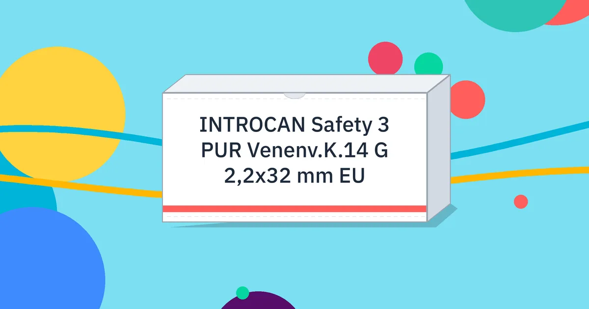 Symbolbild: Packung mit der Aufschrift INTROCAN Safety 3 PUR Venenv.K.14 G 2,2x32 mm EU (PZN 16032031) – Verfügbarkeit und Bezug in Apotheken in Frankfurt am Main