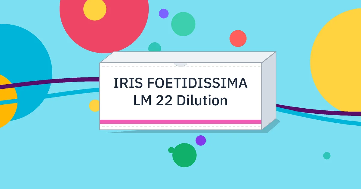 Symbolbild: Packung mit der Aufschrift IRIS FOETIDISSIMA LM 22 Dilution (PZN 12914018) – Verfügbarkeit und Bezug in Apotheken in Frankfurt am Main