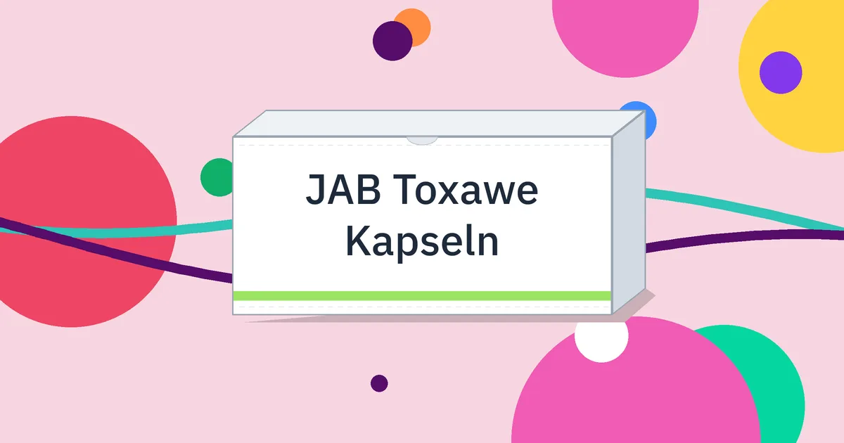 Symbolbild: Packung mit der Aufschrift JAB Toxawe Kapseln (PZN 10034112) – Verfügbarkeit und Bezug in Apotheken in Frankfurt am Main