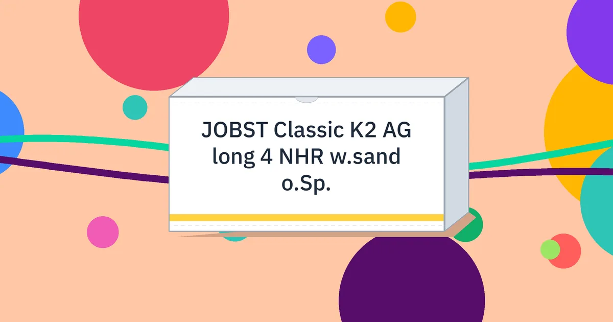 Symbolbild: Packung mit der Aufschrift JOBST Classic K2 AG long 4 NHR w.sand o.Sp. (PZN 10726979) – Verfügbarkeit und Bezug in Apotheken in Frankfurt am Main