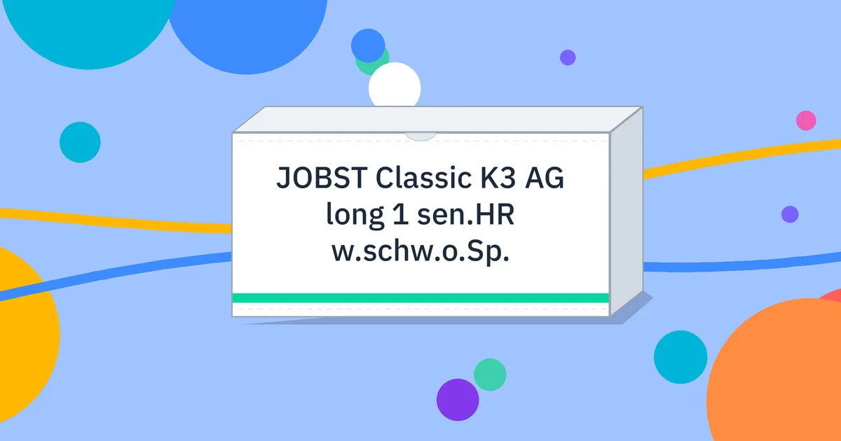 Symbolbild: Packung mit der Aufschrift JOBST Classic K3 AG long 1 sen.HR w.schw.o.Sp. (PZN 17958374) – Verfügbarkeit und Bezug in Apotheken in Frankfurt am Main