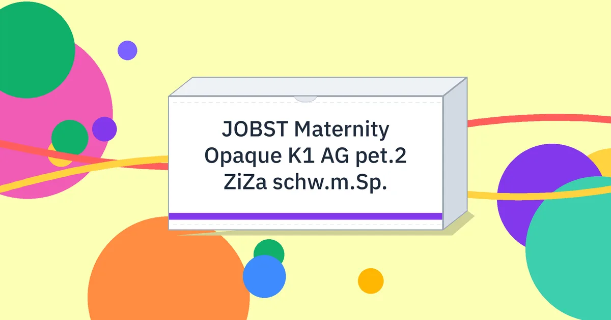Symbolbild: Packung mit der Aufschrift JOBST Maternity Opaque K1 AG pet.2 ZiZa schw.m.Sp. (PZN 15852594) – Verfügbarkeit und Bezug in Apotheken in Frankfurt am Main