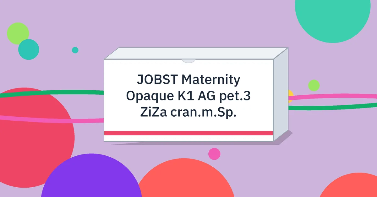 Symbolbild: Packung mit der Aufschrift JOBST Maternity Opaque K1 AG pet.3 ZiZa cran.m.Sp. (PZN 15857290) – Verfügbarkeit und Bezug in Apotheken in Frankfurt am Main