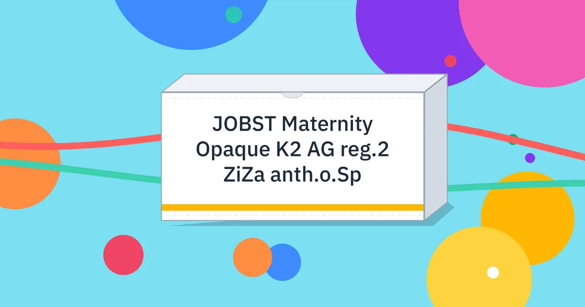 Symbolbild: Packung mit der Aufschrift JOBST Maternity Opaque K2 AG reg.2 ZiZa anth.o.Sp (PZN 15855776) – Verfügbarkeit und Bezug in Apotheken in Frankfurt am Main