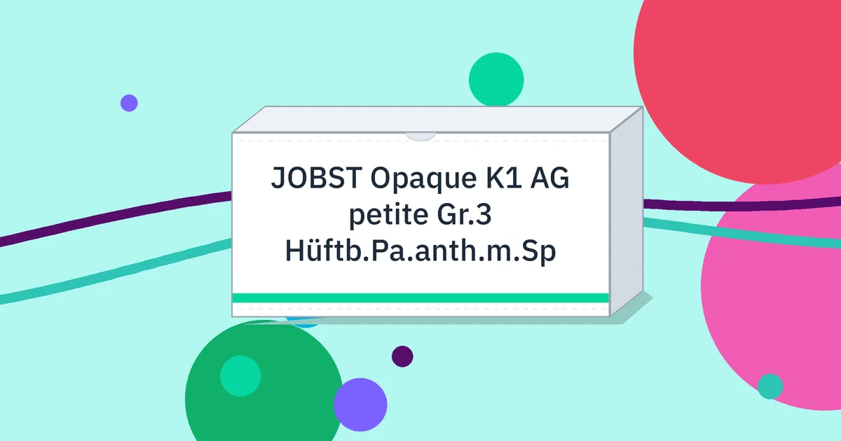 Symbolbild: Packung mit der Aufschrift JOBST Opaque K1 AG petite Gr.3 Hüftb.Pa.anth.m.Sp (PZN 16273208) – Verfügbarkeit und Bezug in Apotheken in Frankfurt am Main