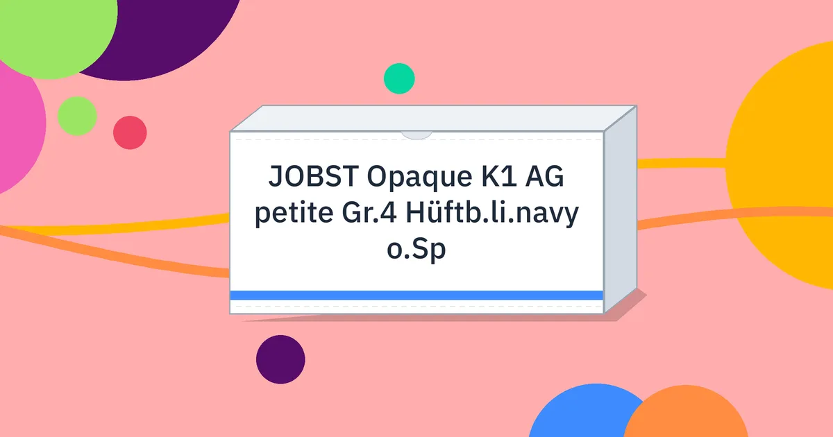 Symbolbild: Packung mit der Aufschrift JOBST Opaque K1 AG petite Gr.4 Hüftb.li.navy o.Sp (PZN 13097969) – Verfügbarkeit und Bezug in Apotheken in Frankfurt am Main