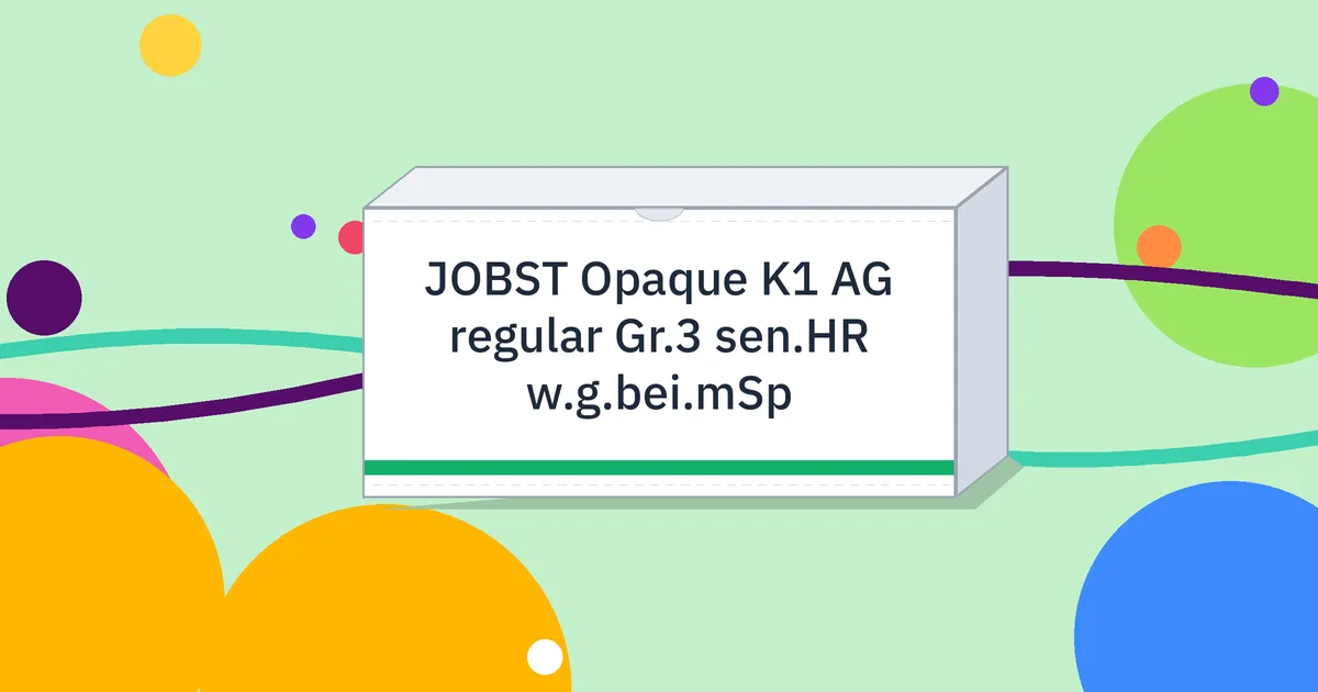 Symbolbild: Packung mit der Aufschrift JOBST Opaque K1 AG regular Gr.3 sen.HR w.g.bei.mSp (PZN 16265901) – Verfügbarkeit und Bezug in Apotheken in Frankfurt am Main