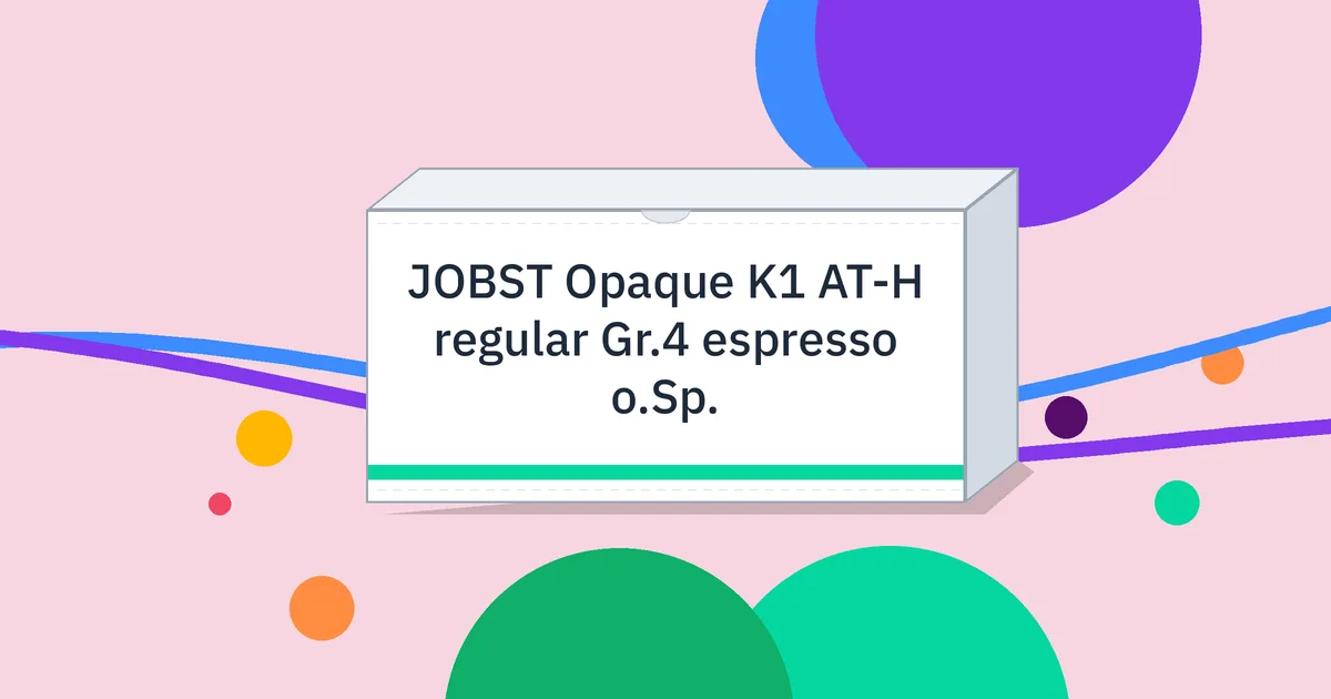 Symbolbild: Packung mit der Aufschrift JOBST Opaque K1 AT-H regular Gr.4 espresso o.Sp. (PZN 16275549) – Verfügbarkeit und Bezug in Apotheken in Frankfurt am Main
