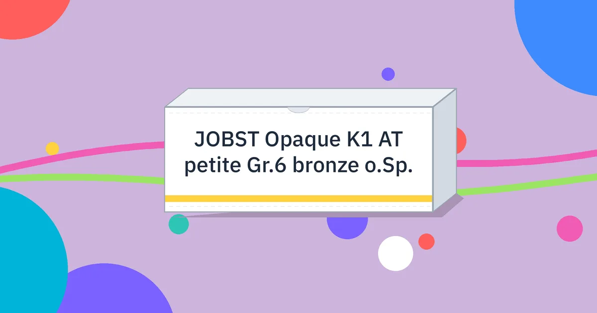 Symbolbild: Packung mit der Aufschrift JOBST Opaque K1 AT petite Gr.6 bronze o.Sp. (PZN 13103954) – Verfügbarkeit und Bezug in Apotheken in Frankfurt am Main