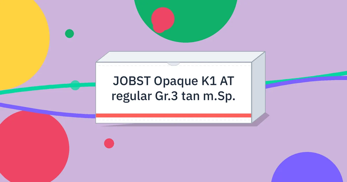 Symbolbild: Packung mit der Aufschrift JOBST Opaque K1 AT regular Gr.3 tan m.Sp. (PZN 16274998) – Verfügbarkeit und Bezug in Apotheken in Frankfurt am Main