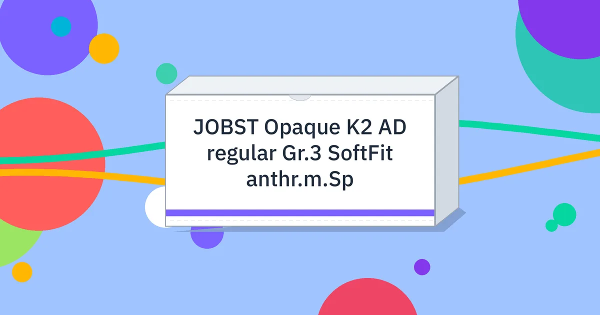 Symbolbild: Packung mit der Aufschrift JOBST Opaque K2 AD regular Gr.3 SoftFit anthr.m.Sp (PZN 16277376) – Verfügbarkeit und Bezug in Apotheken in Frankfurt am Main