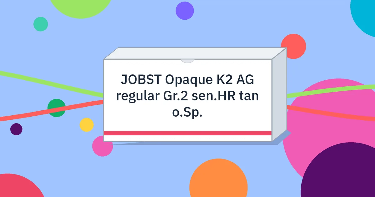 Symbolbild: Packung mit der Aufschrift JOBST Opaque K2 AG regular Gr.2 sen.HR tan o.Sp. (PZN 16281461) – Verfügbarkeit und Bezug in Apotheken in Frankfurt am Main