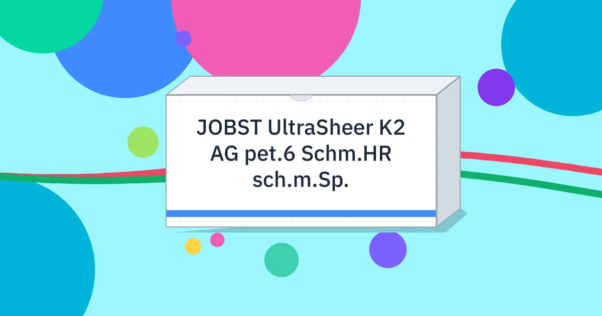 Symbolbild: Packung mit der Aufschrift JOBST UltraSheer K2 AG pet.6 Schm.HR sch.m.Sp. (PZN 11264386) – Verfügbarkeit und Bezug in Apotheken in Frankfurt am Main