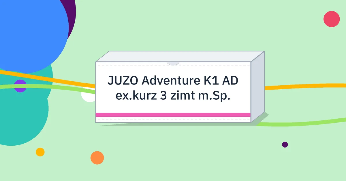 Symbolbild: Packung mit der Aufschrift JUZO Adventure K1 AD ex.kurz 3 zimt m.Sp. (PZN 16493973) – Verfügbarkeit und Bezug in Apotheken in Frankfurt am Main