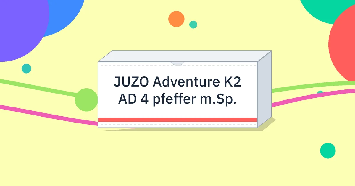 Symbolbild: Packung mit der Aufschrift JUZO Adventure K2 AD 4 pfeffer m.Sp. (PZN 14973025) – Verfügbarkeit und Bezug in Apotheken in Frankfurt am Main