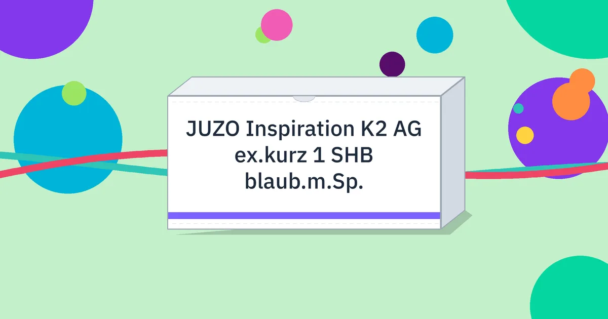 Symbolbild: Packung mit der Aufschrift JUZO Inspiration K2 AG ex.kurz 1 SHB blaub.m.Sp. (PZN 14961387) – Verfügbarkeit und Bezug in Apotheken in Frankfurt am Main