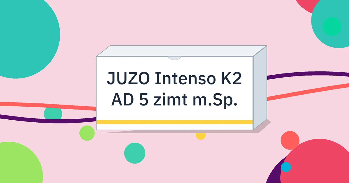 Symbolbild: Packung mit der Aufschrift JUZO Intenso K2 AD 5 zimt m.Sp. (PZN 18606192) – Verfügbarkeit und Bezug in Apotheken in Frankfurt am Main