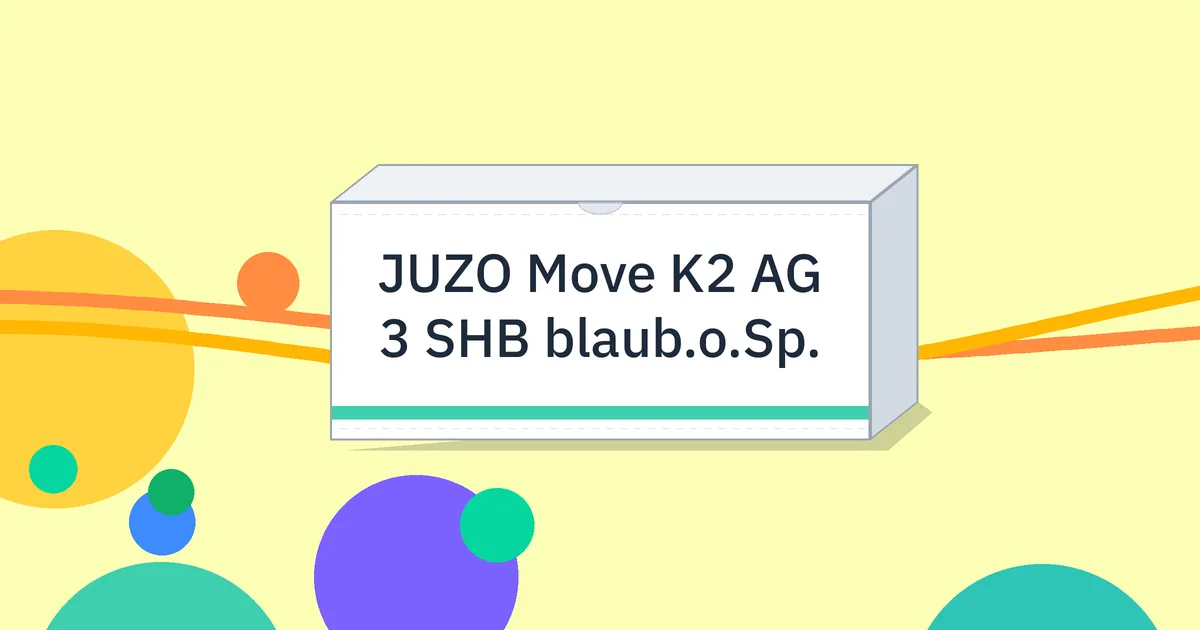 Symbolbild: Packung mit der Aufschrift JUZO Move K2 AG 3 SHB blaub.o.Sp. (PZN 18557513) – Verfügbarkeit und Bezug in Apotheken in Frankfurt am Main