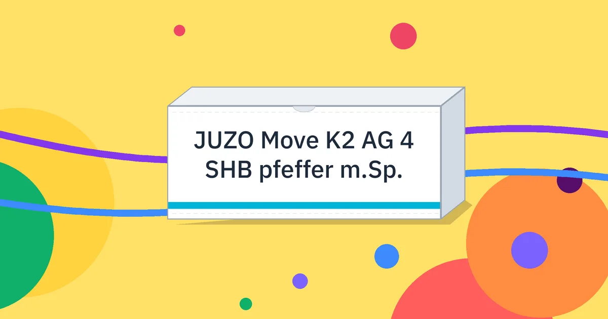 Symbolbild: Packung mit der Aufschrift JUZO Move K2 AG 4 SHB pfeffer m.Sp. (PZN 16651076) – Verfügbarkeit und Bezug in Apotheken in Frankfurt am Main
