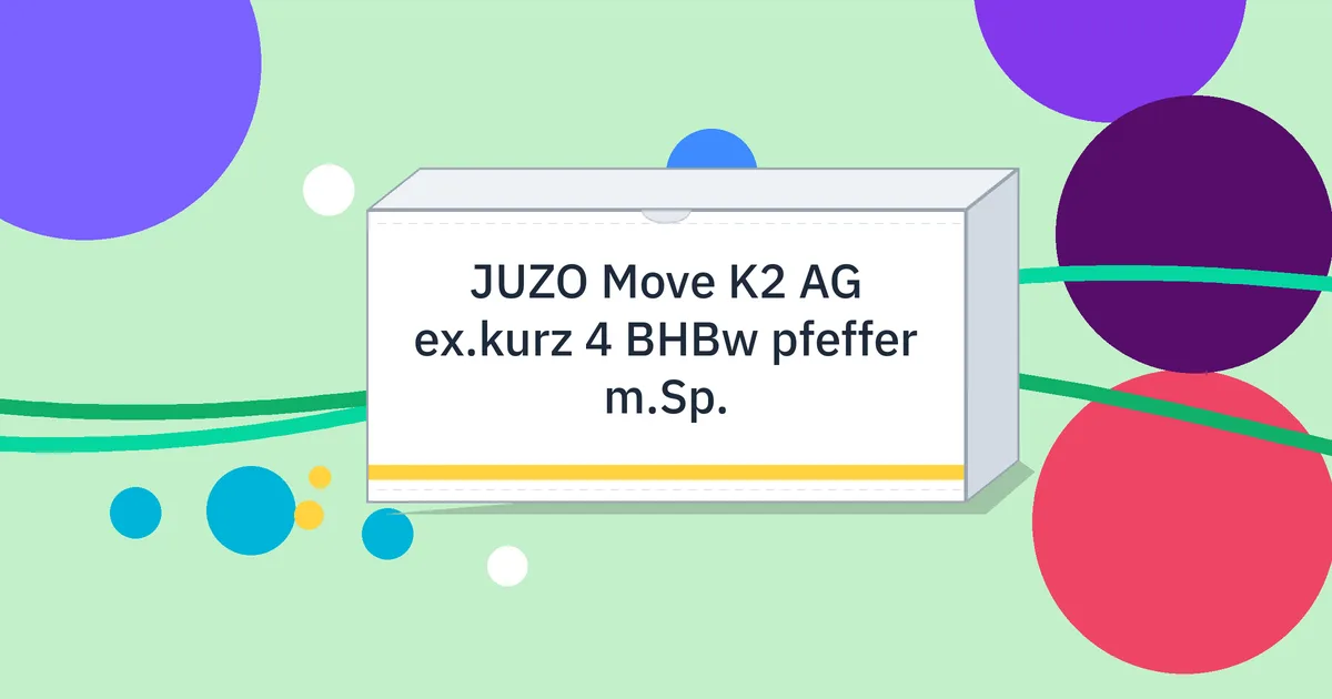 Symbolbild: Packung mit der Aufschrift JUZO Move K2 AG ex.kurz 4 BHBw pfeffer m.Sp. (PZN 16645710) – Verfügbarkeit und Bezug in Apotheken in Frankfurt am Main