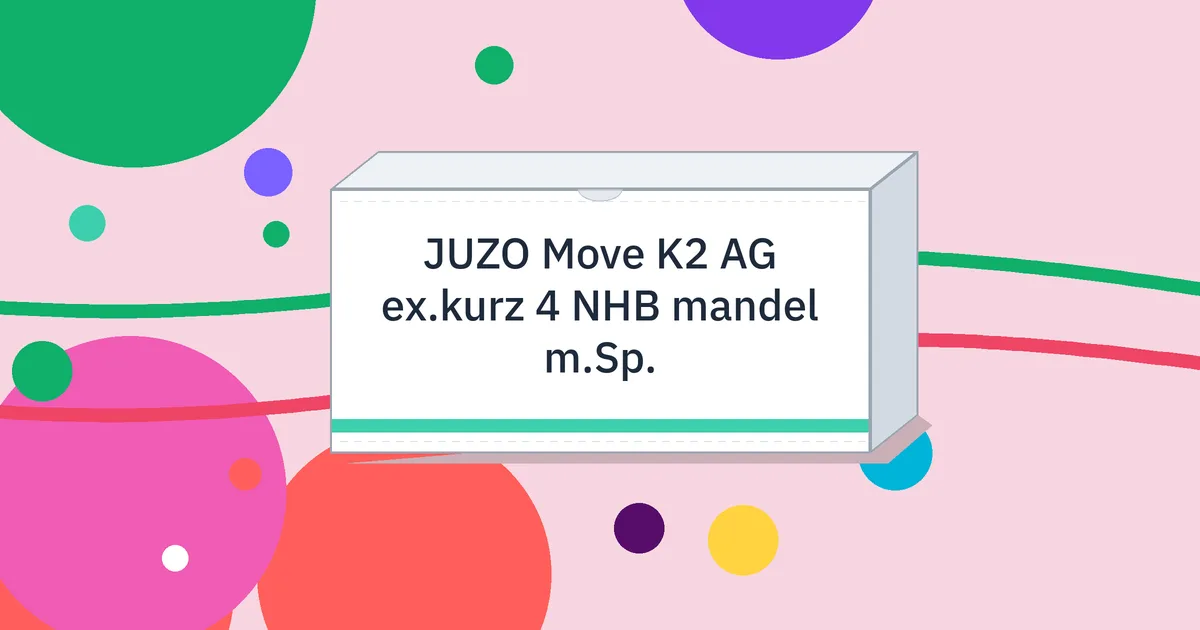 Symbolbild: Packung mit der Aufschrift JUZO Move K2 AG ex.kurz 4 NHB mandel m.Sp. (PZN 16637366) – Verfügbarkeit und Bezug in Apotheken in Frankfurt am Main