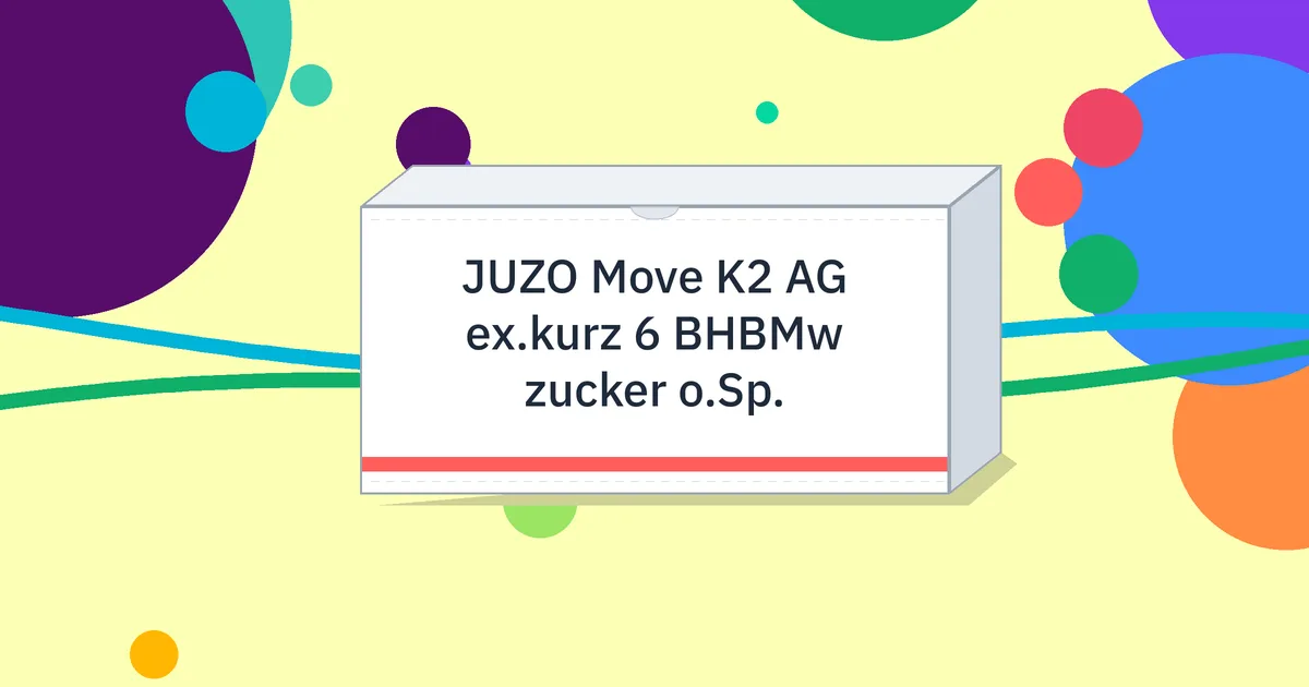 Symbolbild: Packung mit der Aufschrift JUZO Move K2 AG ex.kurz 6 BHBMw zucker o.Sp. (PZN 18534676) – Verfügbarkeit und Bezug in Apotheken in Frankfurt am Main