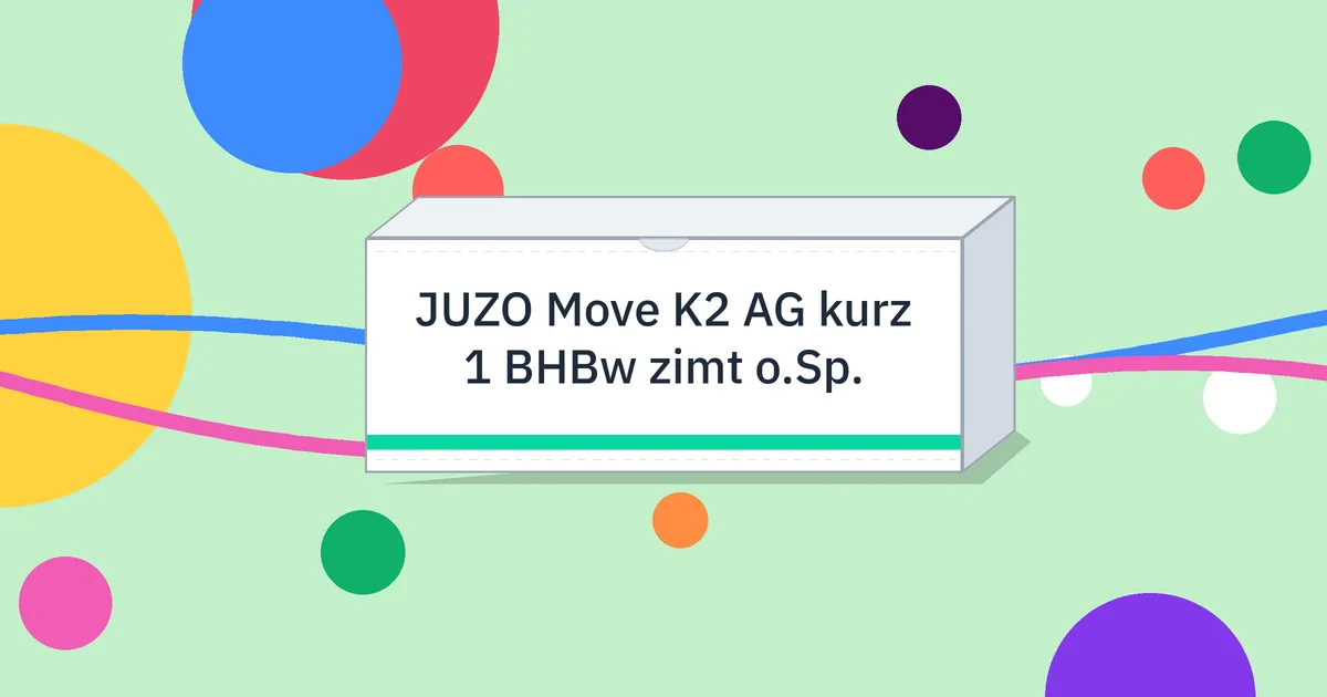 Symbolbild: Packung mit der Aufschrift JUZO Move K2 AG kurz 1 BHBw zimt o.Sp. (PZN 18530307) – Verfügbarkeit und Bezug in Apotheken in Frankfurt am Main