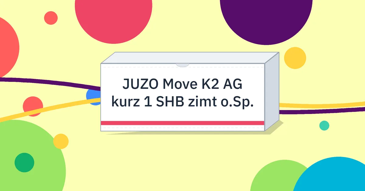 Symbolbild: Packung mit der Aufschrift JUZO Move K2 AG kurz 1 SHB zimt o.Sp. (PZN 18529847) – Verfügbarkeit und Bezug in Apotheken in Frankfurt am Main
