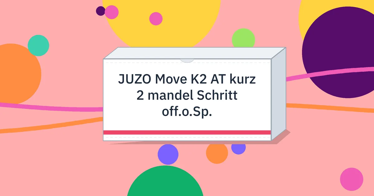 Symbolbild: Packung mit der Aufschrift JUZO Move K2 AT kurz 2 mandel Schritt off.o.Sp. (PZN 20676053) – Verfügbarkeit und Bezug in Apotheken in Frankfurt am Main