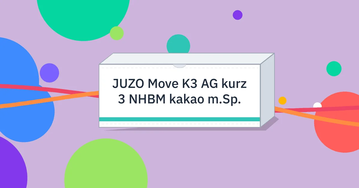 Symbolbild: Packung mit der Aufschrift JUZO Move K3 AG kurz 3 NHBM kakao m.Sp. (PZN 18590640) – Verfügbarkeit und Bezug in Apotheken in Frankfurt am Main
