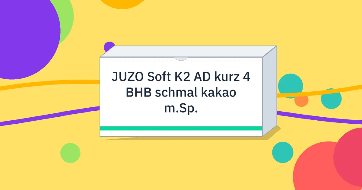 Symbolbild: Packung mit der Aufschrift JUZO Soft K2 AD kurz 4 BHB schmal kakao m.Sp. (PZN 15466069) – Verfügbarkeit und Bezug in Apotheken in Frankfurt am Main