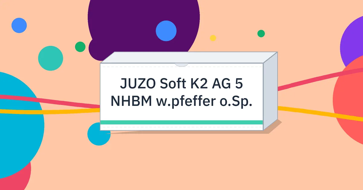 Symbolbild: Packung mit der Aufschrift JUZO Soft K2 AG 5 NHBM w.pfeffer o.Sp. (PZN 15001583) – Verfügbarkeit und Bezug in Apotheken in Frankfurt am Main