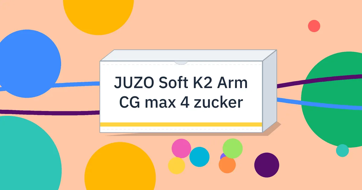 Symbolbild: Packung mit der Aufschrift JUZO Soft K2 Arm CG max 4 zucker (PZN 15513685) – Verfügbarkeit und Bezug in Apotheken in Frankfurt am Main