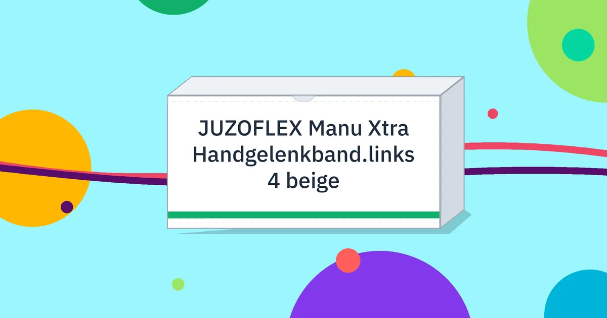 Symbolbild: Packung mit der Aufschrift JUZOFLEX Manu Xtra Handgelenkband.links 4 beige (PZN 16635278) – Verfügbarkeit und Bezug in Apotheken in Frankfurt am Main